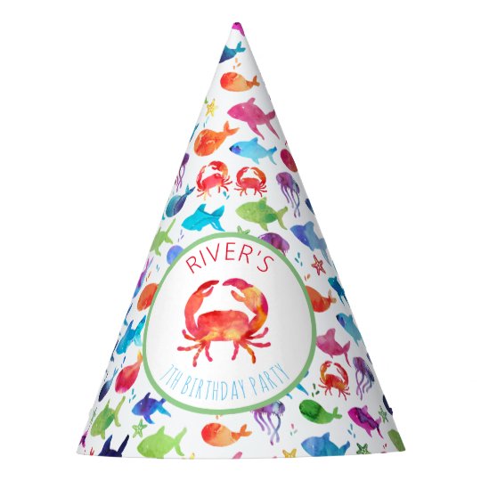 Under The Sea Rainbow Fish Birthday Baby Shower Party Hat | Zazzle.com