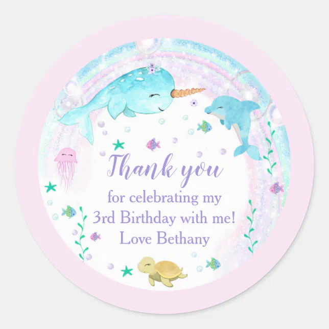 Under the Sea Round Favor Sticker | Zazzle