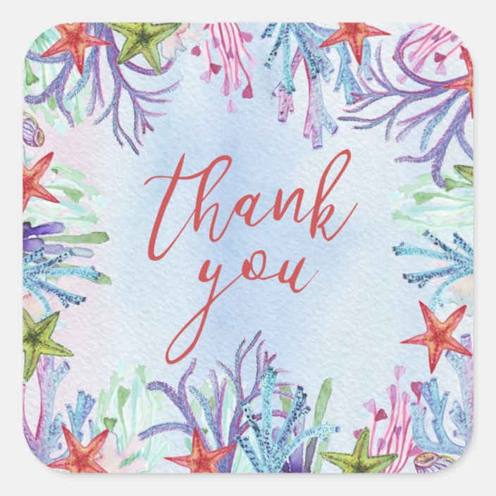 Under the Sea Thank You Sticker | Zazzle.com