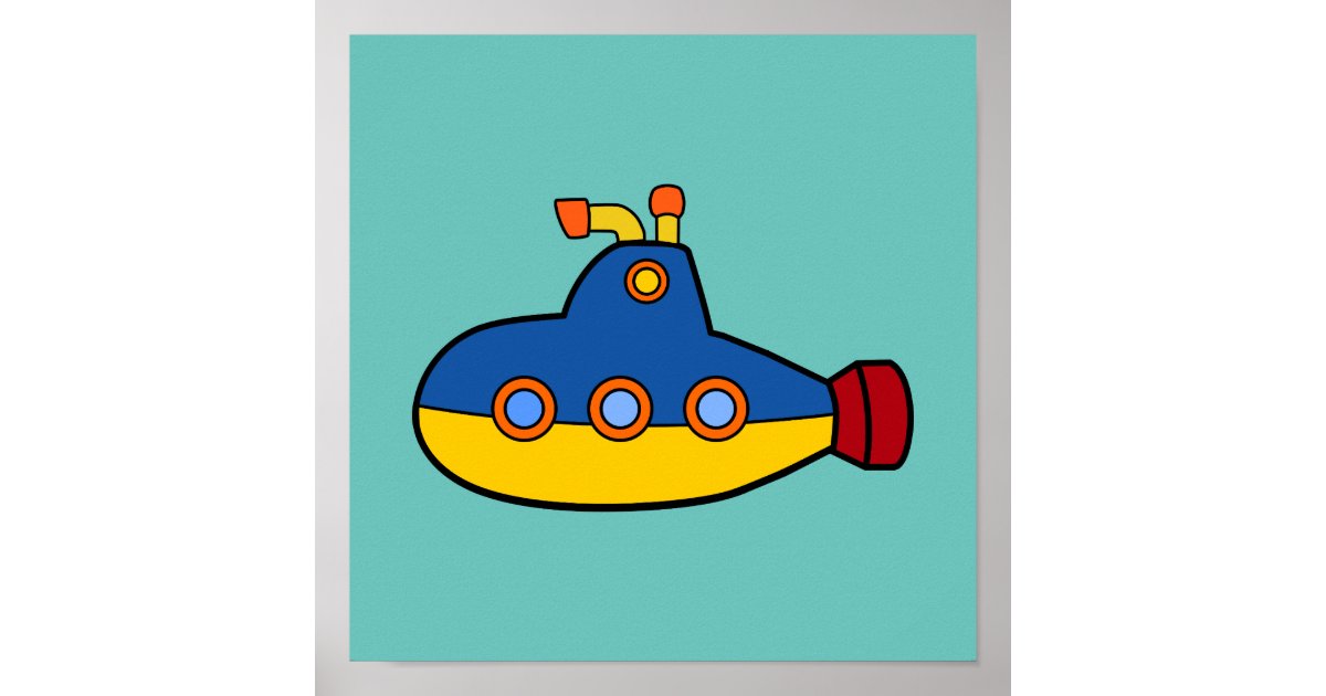 Under The Sea Theme Submarine Illustration Poster | Zazzle