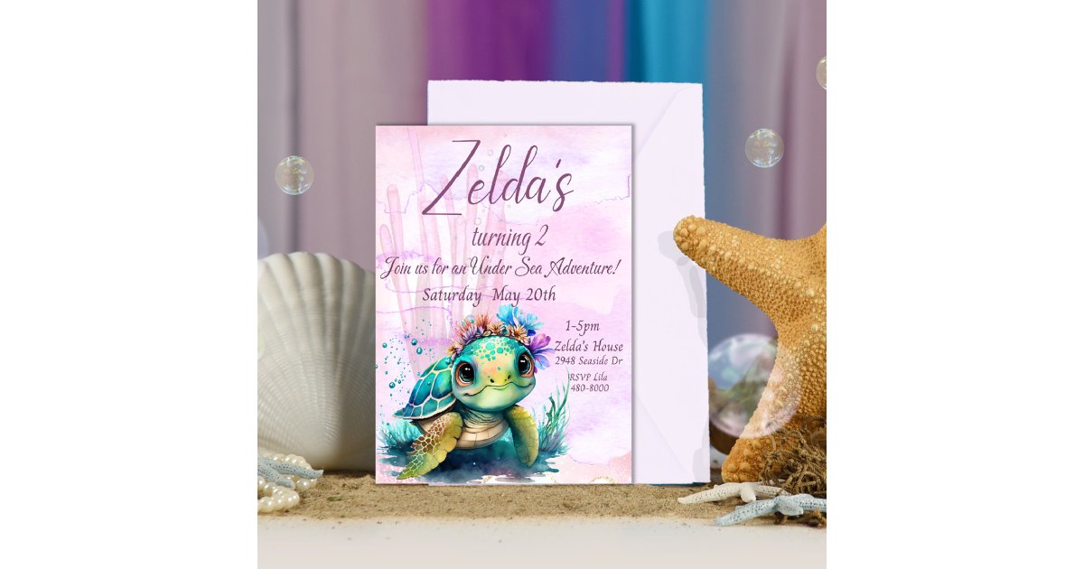 Under the Sea, Turtle 2nd Birthday, Invitation | Zazzle