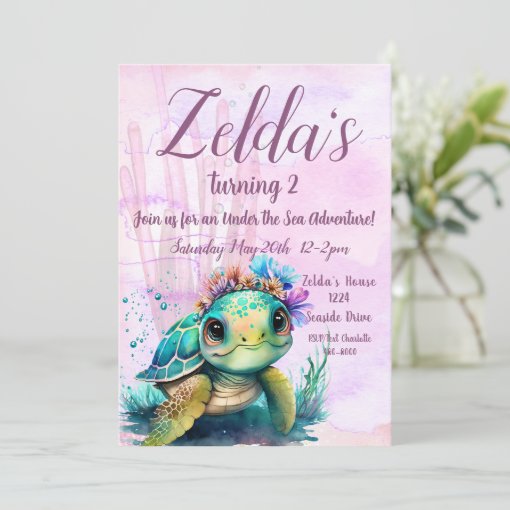 Under the Sea, Turtle 2nd Birthday, Invitation | Zazzle