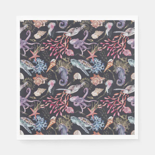 Under the Sea Watercolor Marine Animals Ocean Napkins | Zazzle