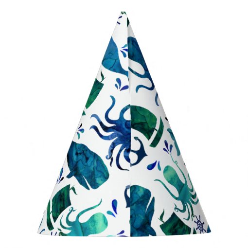 Under The Sea Watercolor Marine Nautical Birthday Party Hat | Zazzle