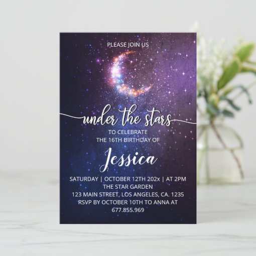 Under The Stars Birthday Invitation | Zazzle