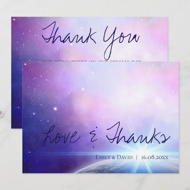 Under The Stars Elegant Love & Thanks Wedding Thank You Card | Zazzle