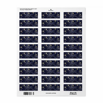 Under The Stars Starry Night Gold Blue Party Label | Zazzle