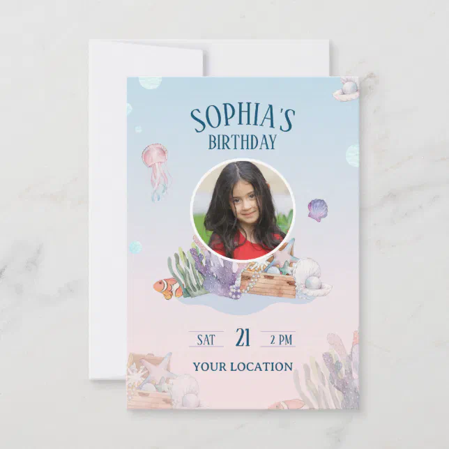 Under the Water Themed Kid's Birthday RSVP Card | Zazzle