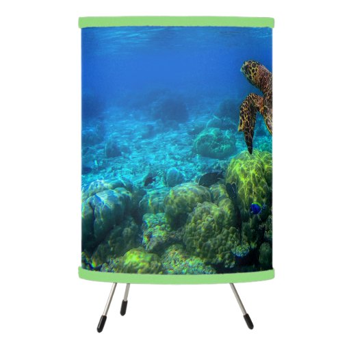 Undersea Tropical Sea Turtle Coral Tripod Lamp | Zazzle