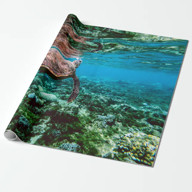 Undersea Tropical Sea Turtle Wrapping Paper | Zazzle