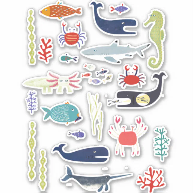 Underwater Aquatic Animal Sticker | Zazzle