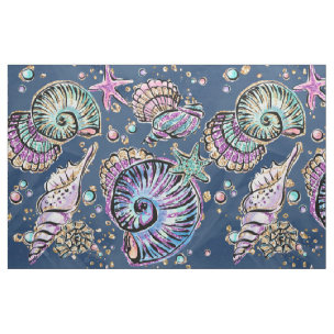 Gold Shell Pattern Fabric | Zazzle