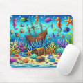 Underwater Coral Reef, Sealife and Treasure chest Mouse Pad | Zazzle