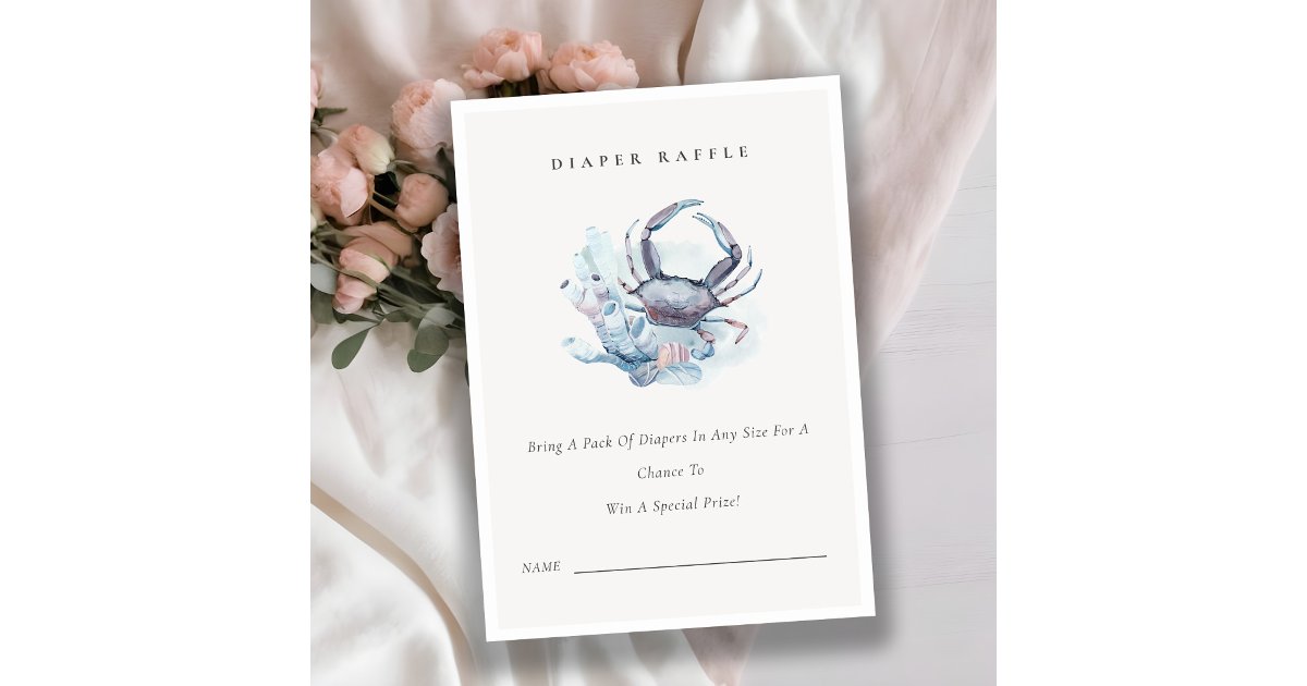 Underwater Crab Coral Diaper Raffle Baby Shower Enclosure Card | Zazzle