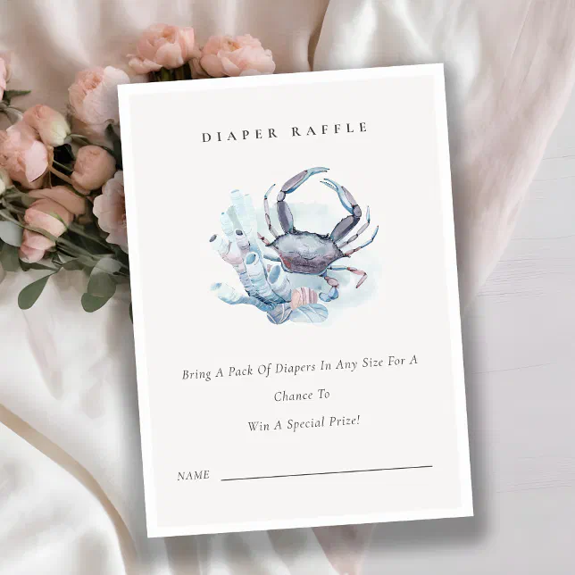 Underwater Crab Coral Diaper Raffle Baby Shower Enclosure Card | Zazzle
