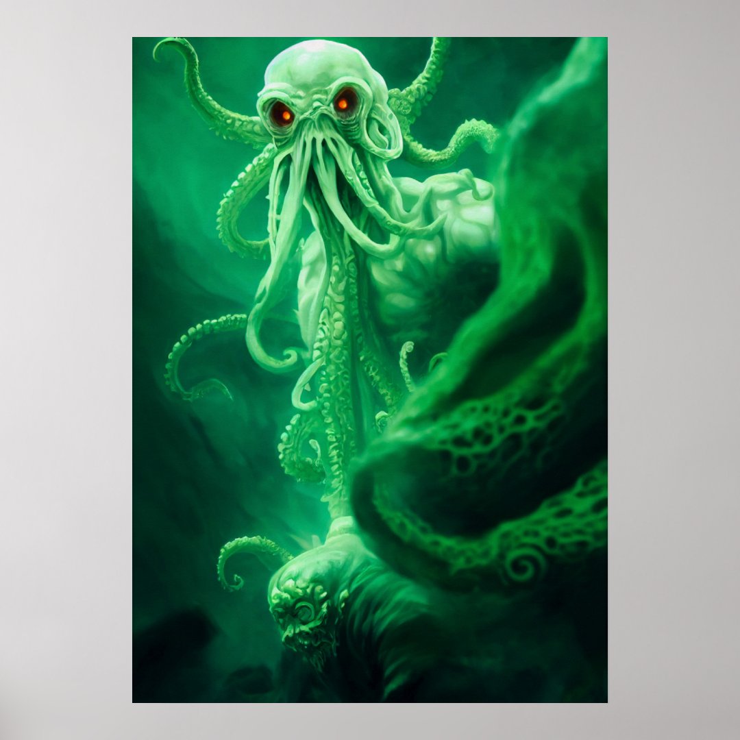 Underwater Encounter with Cthulhu Poster | Zazzle