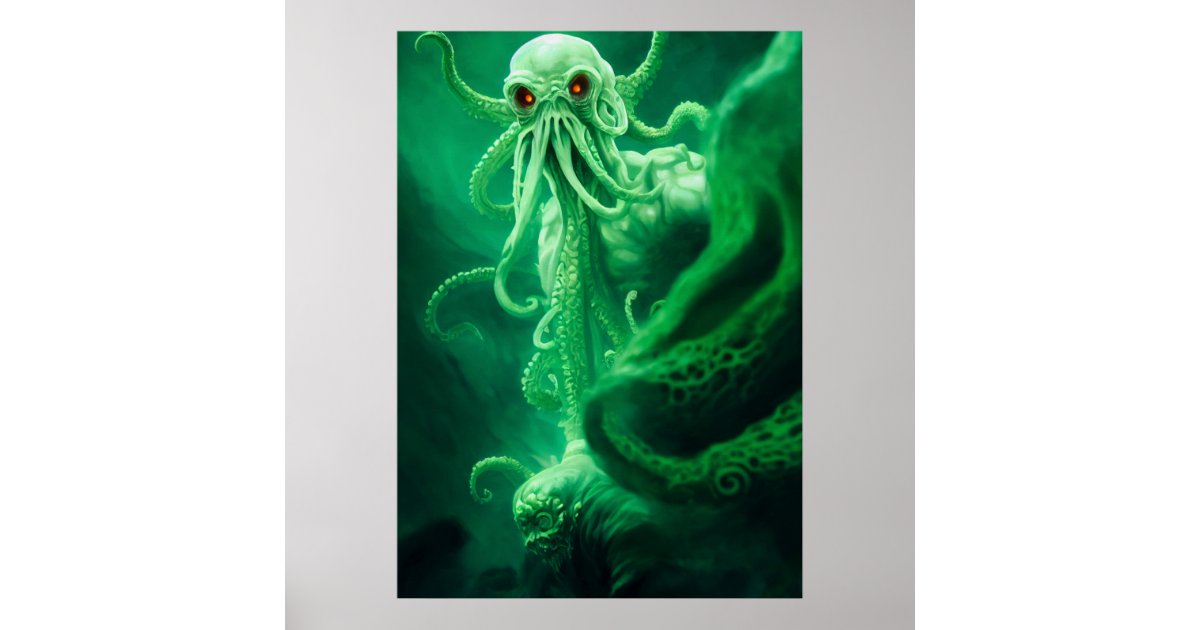 Underwater Encounter with Cthulhu Poster | Zazzle