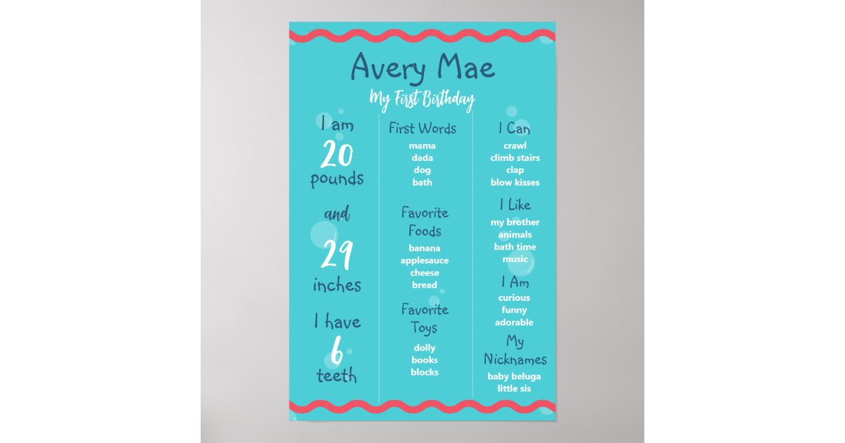 Underwater First Birthday Sign | Zazzle