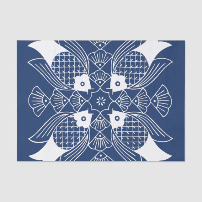 Underwater Fish Design with Blue Background Tissue Paper | Zazzle