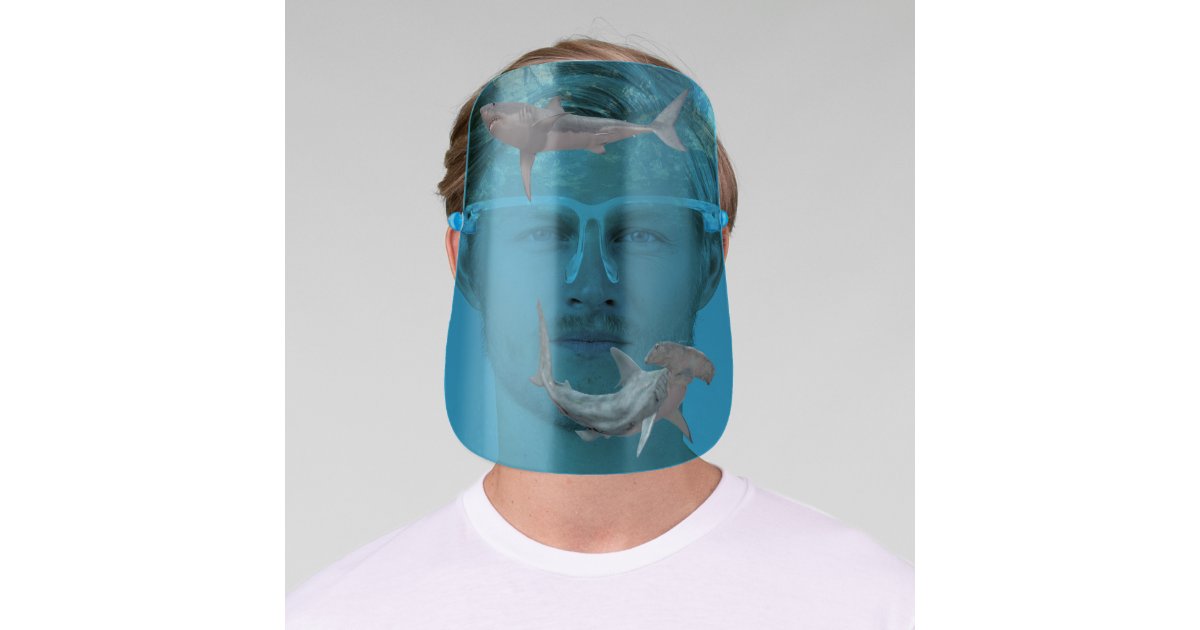 Underwater Hammerhead Great White Shark Face Shield | Zazzle