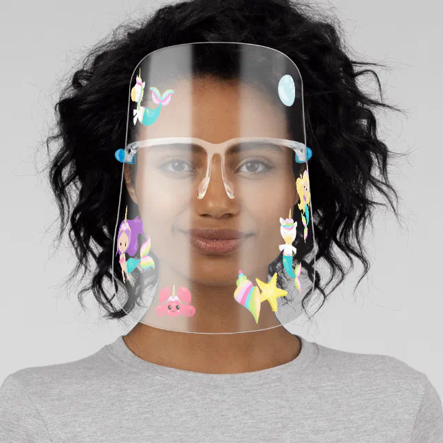 Underwater Mermaid Unicorn Cute Kids Face Shield | Zazzle