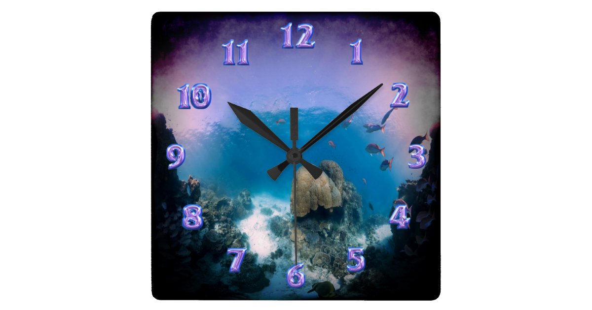 Underwater ocean scene Wall clock | Zazzle