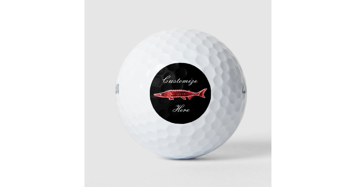 underwater red sturgeon black golf balls | Zazzle