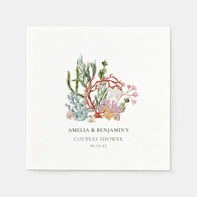 Underwater Sea Coral Shells Couples Shower Napkins | Zazzle