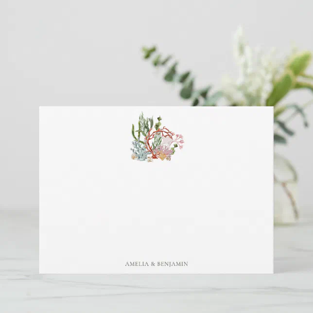 Underwater Sea Coral Shells Couples Shower Thank You Card | Zazzle
