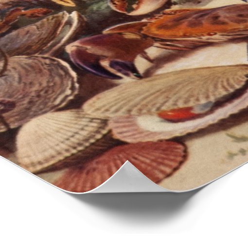 Underwater Sea Crab Lobster Marine Clam Coral Poster | Zazzle