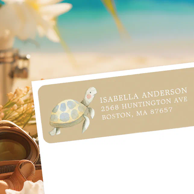 Underwater Sea Turtle Baby Shower Label | Zazzle