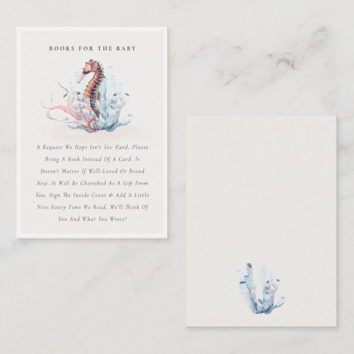 Underwater Seahorse Seaweed Books for Baby Shower Enclosure Card | Zazzle