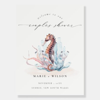 Underwater Seahorse Seaweed Couples Shower Welcome Foam Board | Zazzle