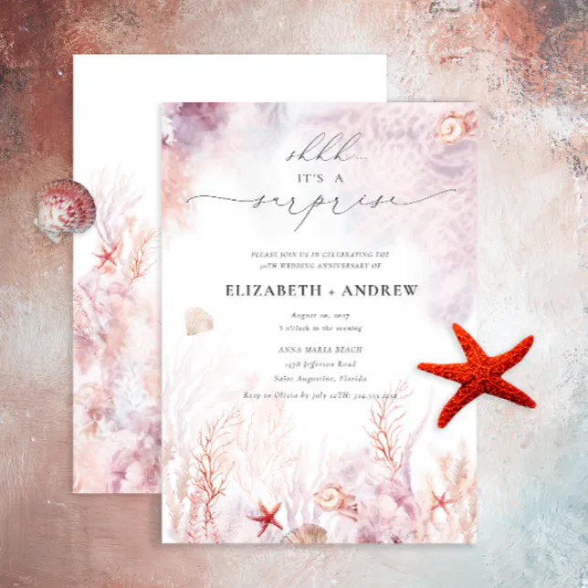 Underwater Seaweed | Seashell Anniversary Invitation | Zazzle