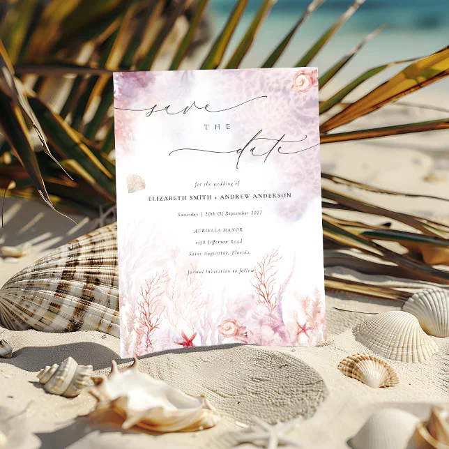 Underwater Seaweed | Seashell Save the Date Invitation | Zazzle