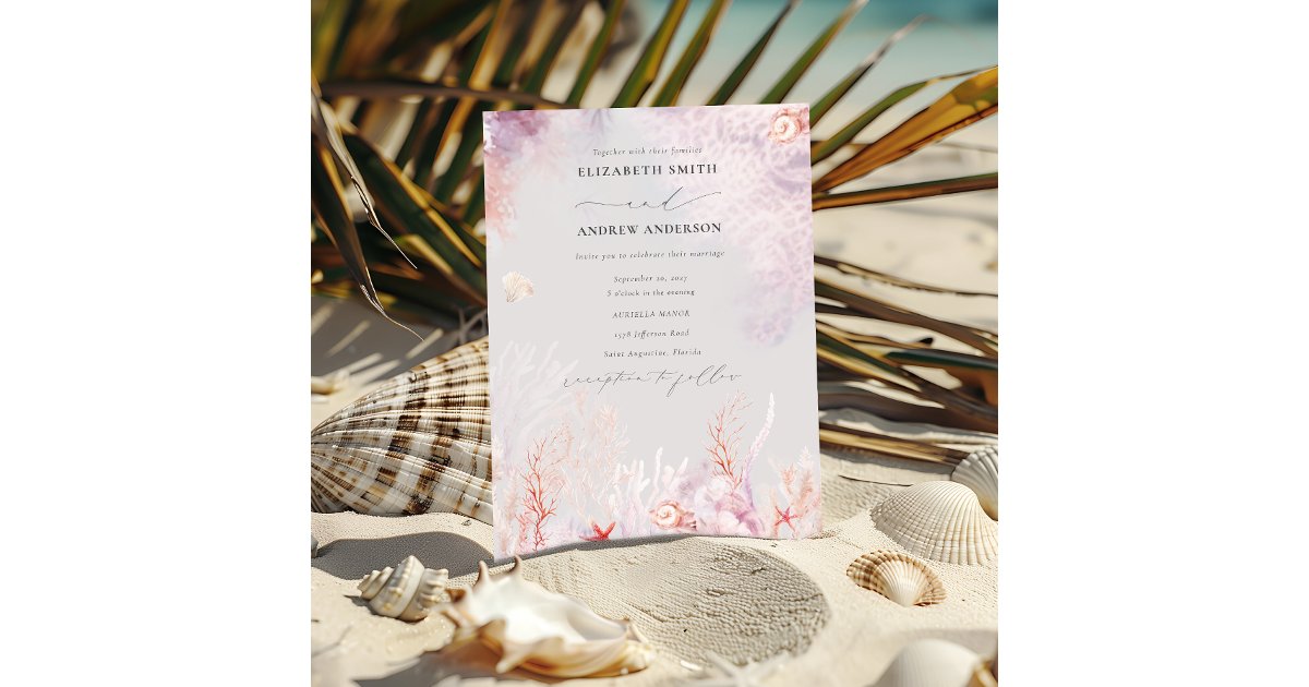 Underwater Seaweed | Seashell Watercolor Wedding Invitation | Zazzle