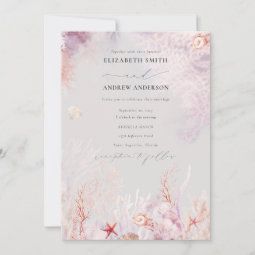 Underwater Seaweed | Seashell Watercolor Wedding Invitation | Zazzle