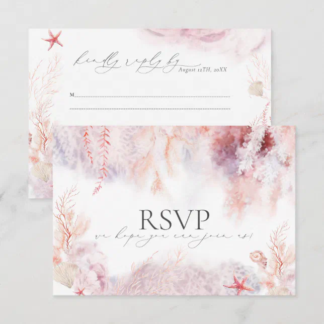 Underwater Seaweed | Seashell Wedding RSVP Card | Zazzle