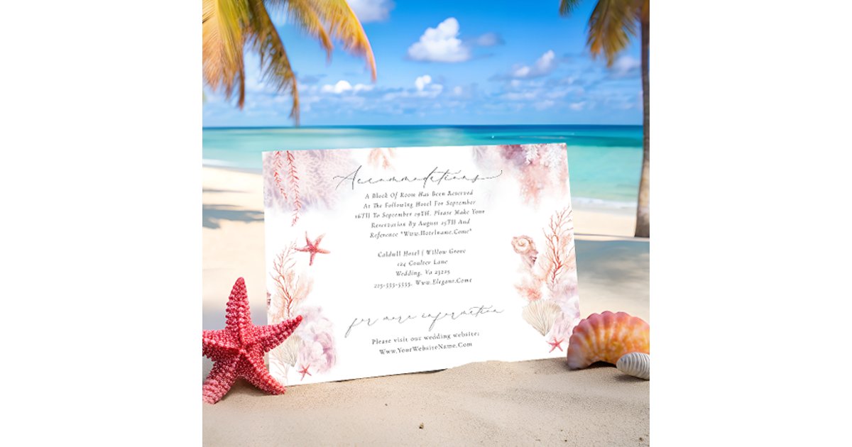 Underwater Seaweed Wedding Accommodation Enclosure Card | Zazzle