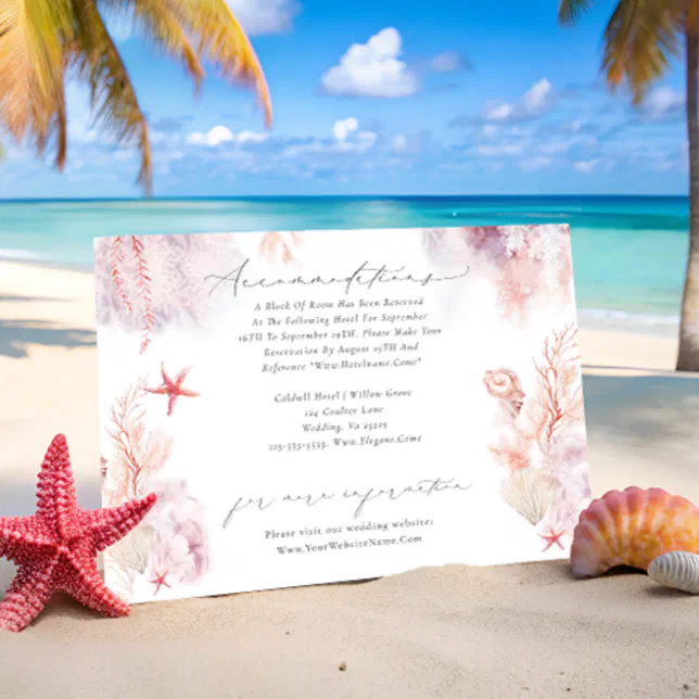 Underwater Seaweed Wedding Accommodation Enclosure Card | Zazzle