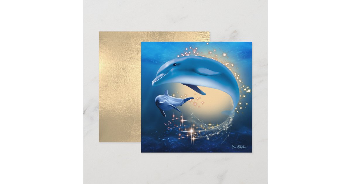 Underwater Sparkle Ocean Fantasy Dolphins Card | Zazzle