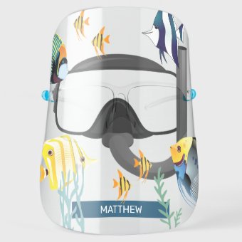 Underwater Tropical Reef Scuba Dive Fish Name Face Shield | Zazzle