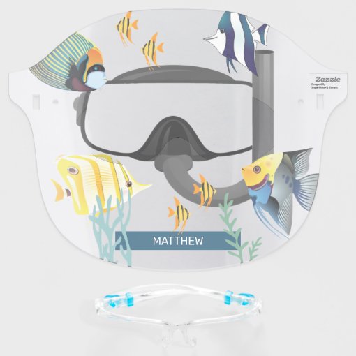 Underwater Tropical Reef Scuba Dive Fish Name Face Shield | Zazzle