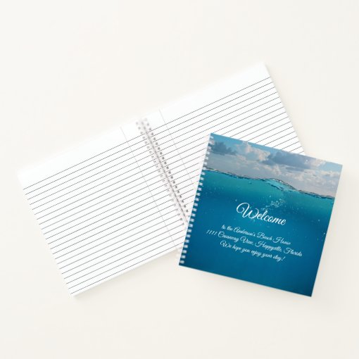 Underwater Welcome Beach House Rental Notebook | Zazzle