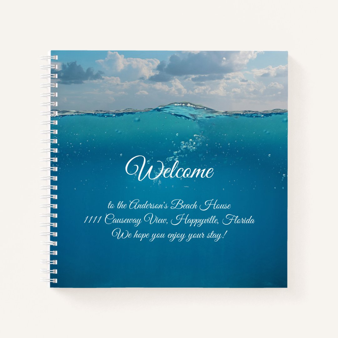 Underwater Welcome Beach House Rental Notebook | Zazzle