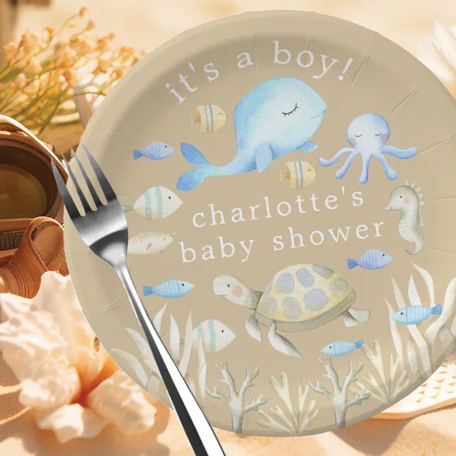 Underwater Whimsy Baby Shower Paper Plates | Zazzle