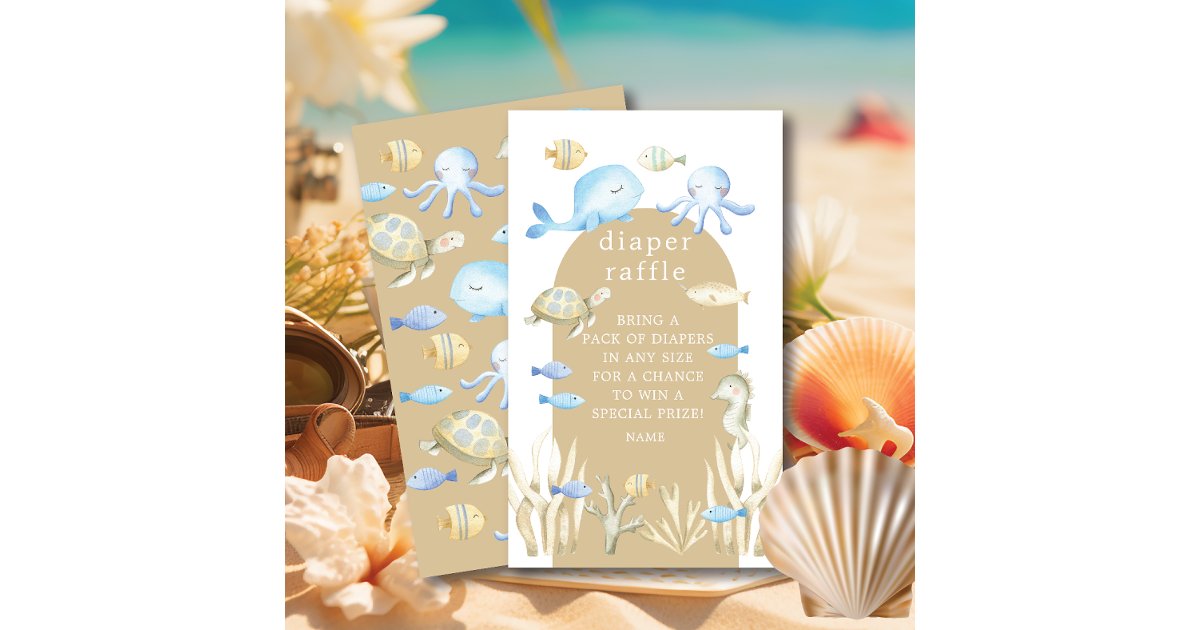 Underwater Whimsy Diaper Raffle Enclosure Card | Zazzle
