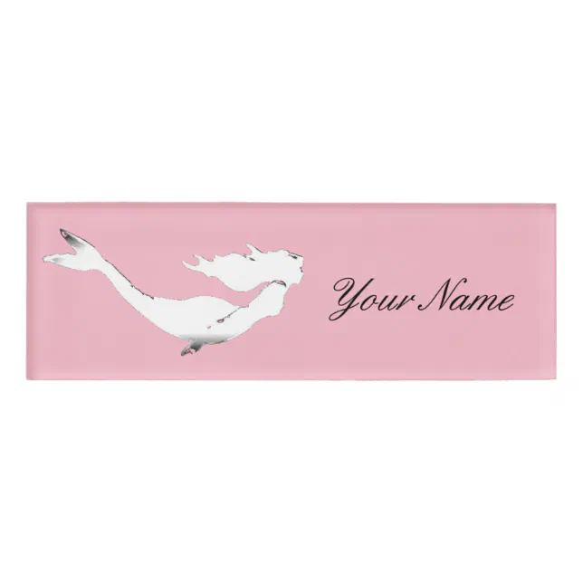 Underwater White Mermaid Swimming Thunder_Cove Name Tag | Zazzle