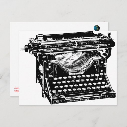 Underwood Typewriter Writer Postcard | Zazzle