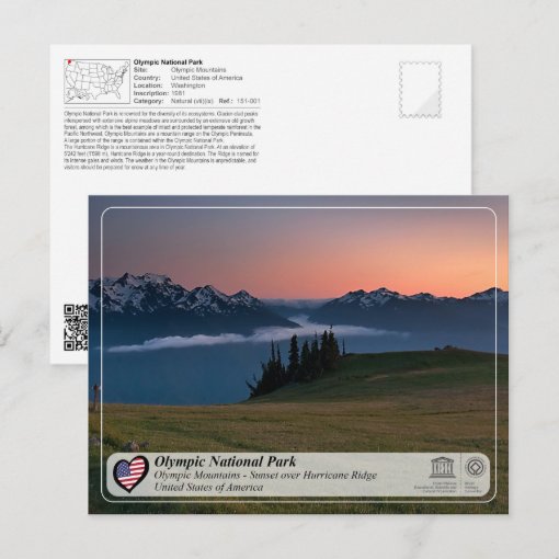 UNESCO - Olympic National Park - Hurricane Ridge Postcard | Zazzle